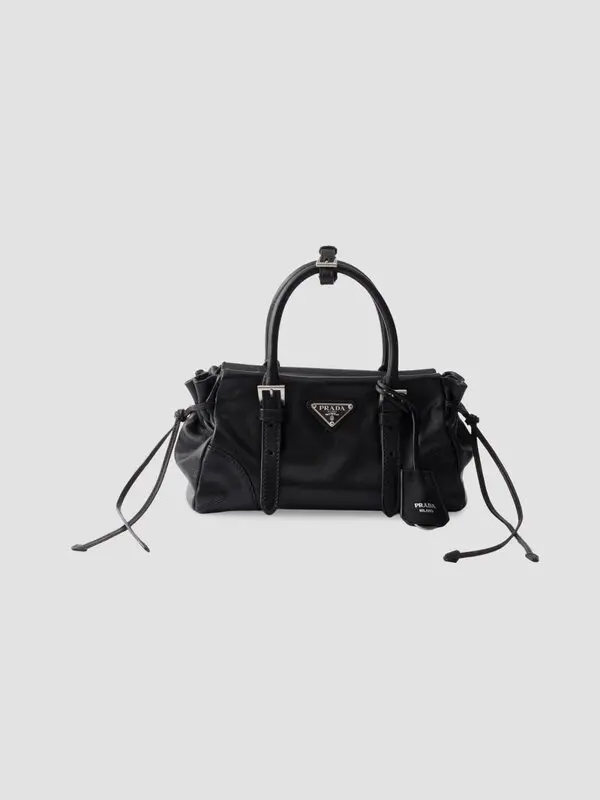 Prada Karin Small Leather Top Handle Bag - Black