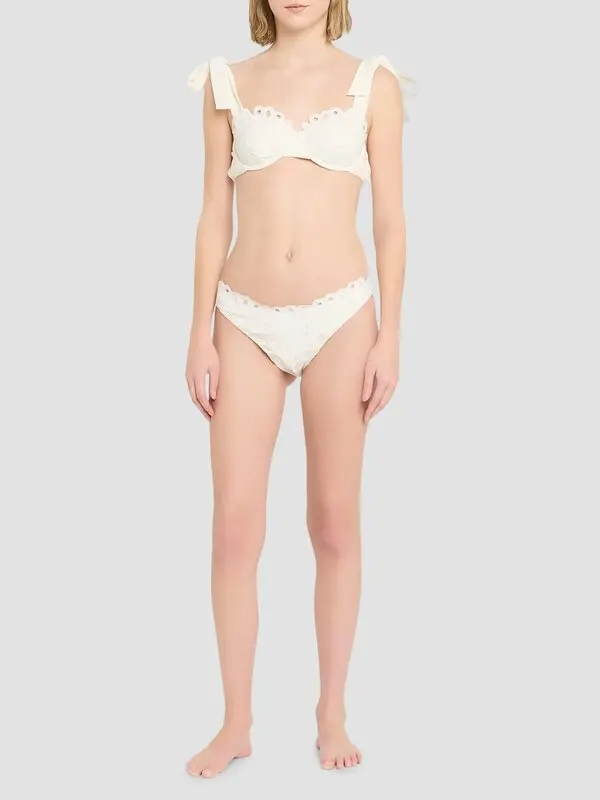 Simkhai Gina Embroidered Bikini Bottom - Ivory