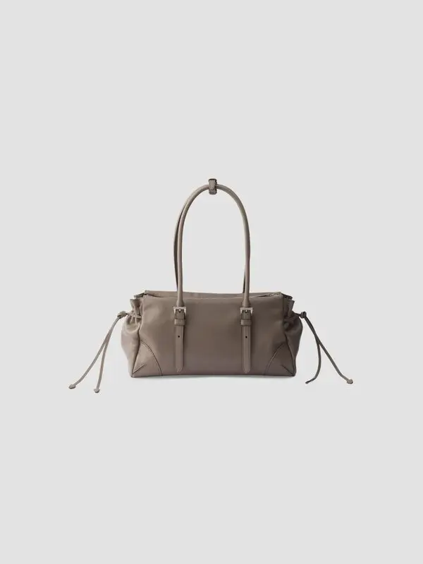Prada Bonnie Medium Antiqued Leather Tote Bag - Grey