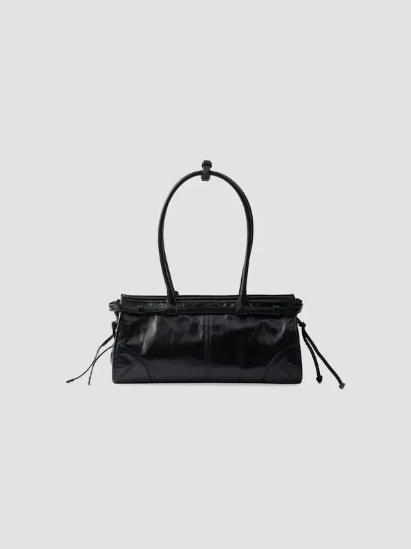 Prada Bonnie Medium Top Handle Leather Bag - Black