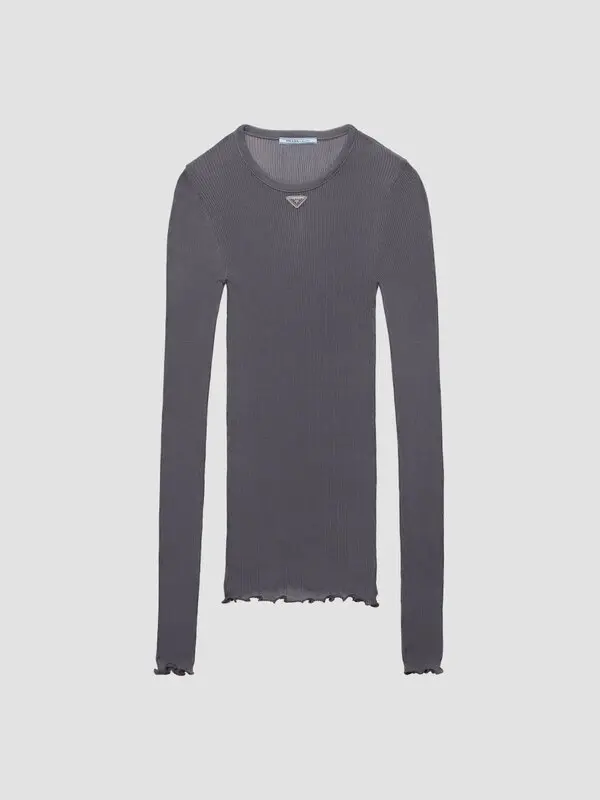 Prada Ribbed Knit Top - Grey