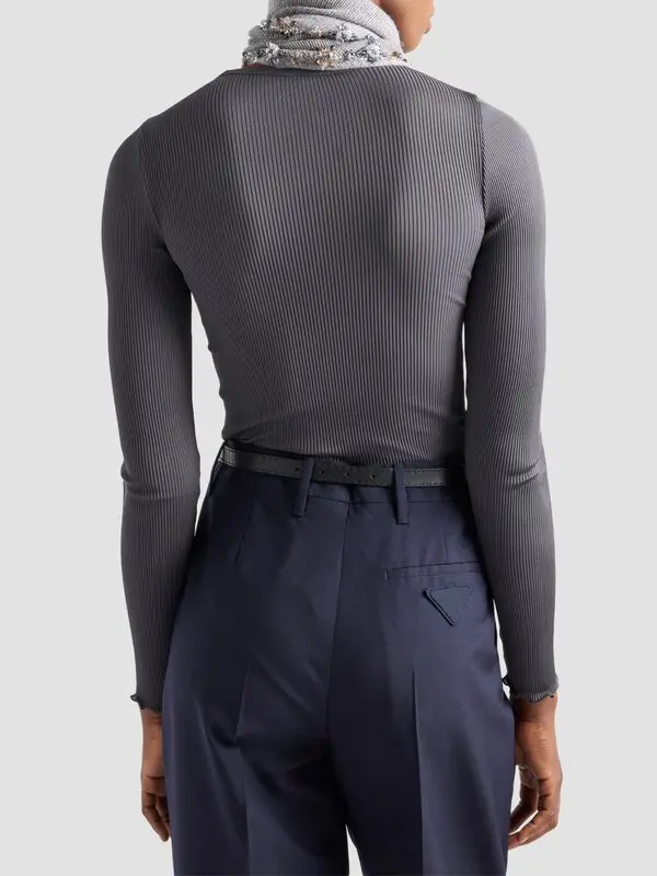 Prada Ribbed Knit Top - Grey