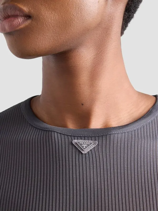 Prada Ribbed Knit Top - Grey
