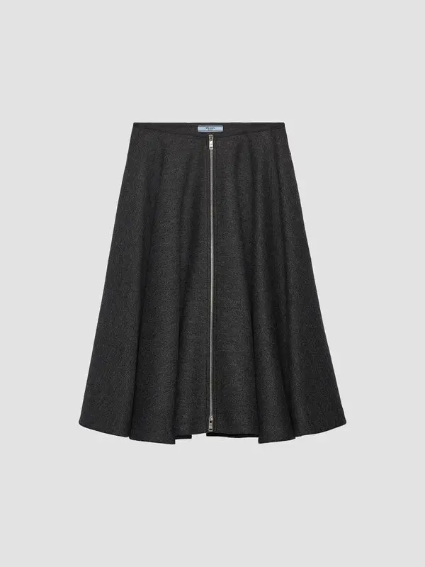 Prada Double Wool Midi-skirt - Grey