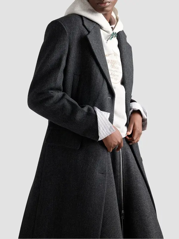 Prada Double Wool Midi-skirt - Grey