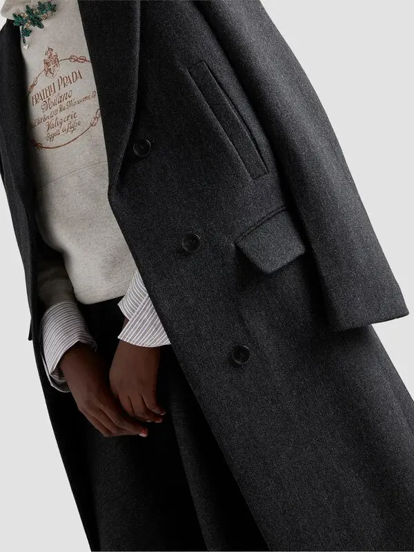 Prada Double Wool Midi-skirt - Grey