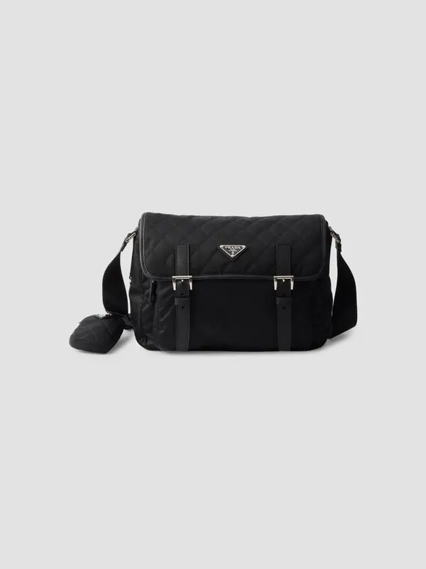 Prada Large Quilted Nylon Shoulder Bag - Black