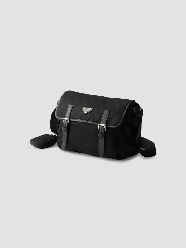 Prada Large Quilted Nylon Shoulder Bag - Black