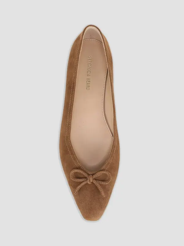 Veronica Beard Cailey Suede Ballerina Flats - Chestnut