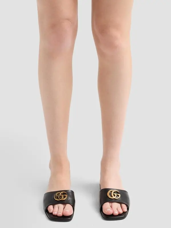 Gucci Double G Leather Sandals - Nero