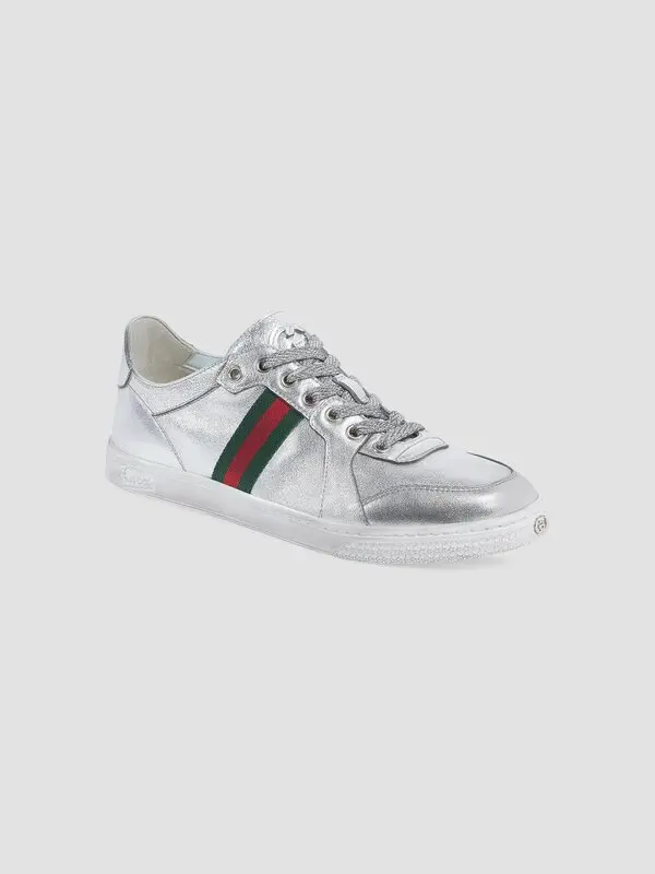 Gucci Coda Leather Low-top Sneakers - Silver