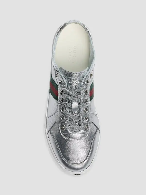 Gucci Coda Leather Low-top Sneakers - Silver