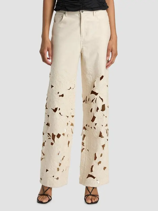 Simkhai Betty Floral Cut Out Straight-leg Jeans