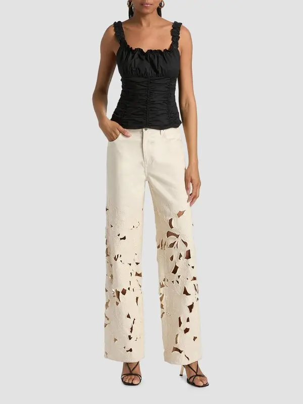 Simkhai Betty Floral Cut Out Straight-leg Jeans