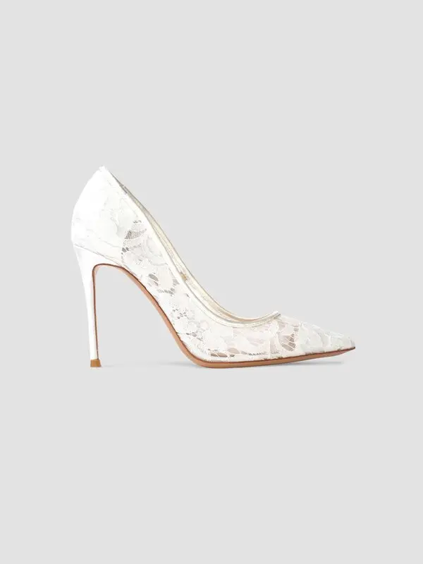 BLACK SUEDE STUDIO Gia 100mm Lace Pumps