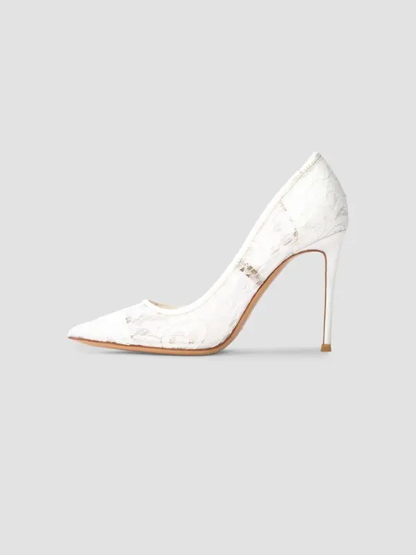 BLACK SUEDE STUDIO Gia 100mm Lace Pumps