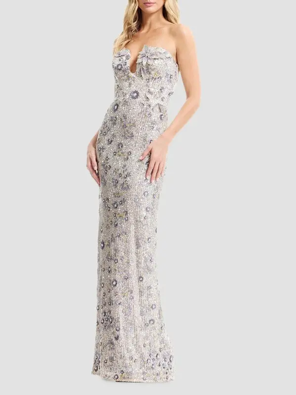 Dress The Population Teresa 3d Flowers Sequin-embellished Column Gown