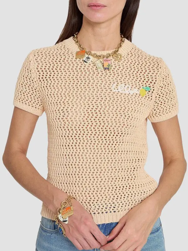 Chloé La Plage Logo-embroidered Crochet Cotton Top