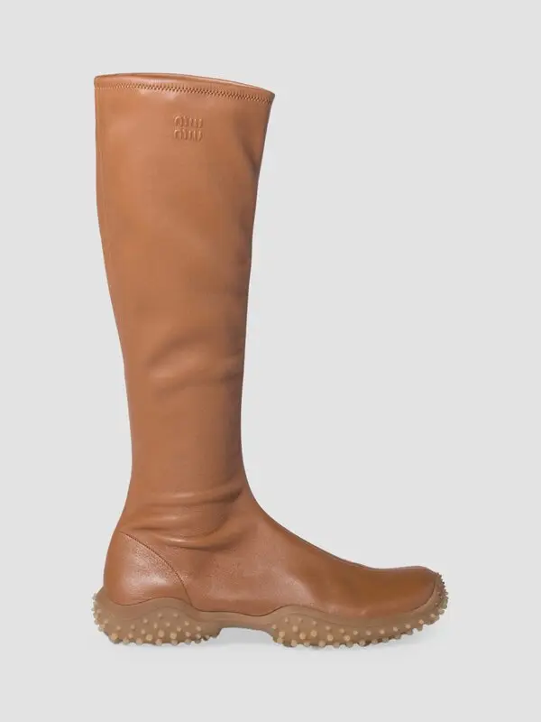 Miu Miu Stretch Nappa Leather Boots - Brown
