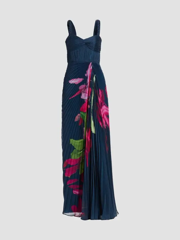AMUR Drea Floral Pleated Gown