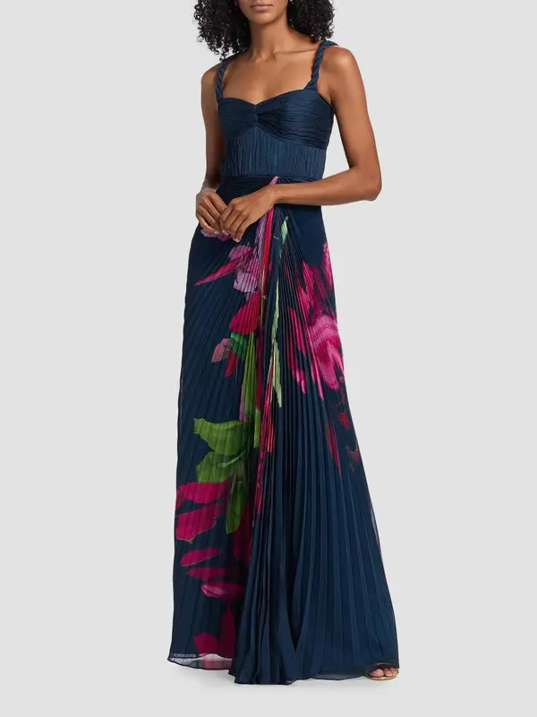 AMUR Drea Floral Pleated Gown