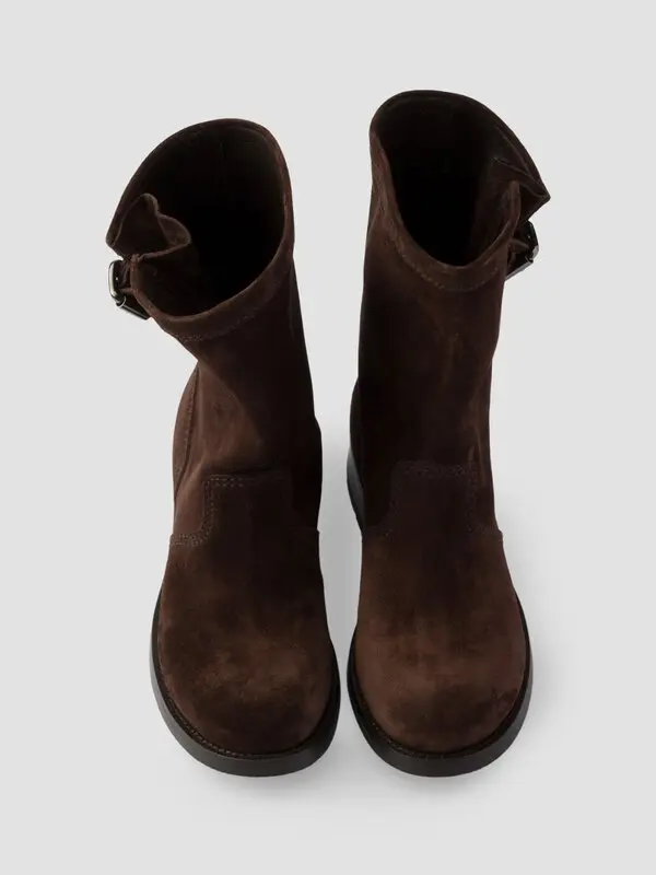Prada Suede Mid-calf Boots - Brown