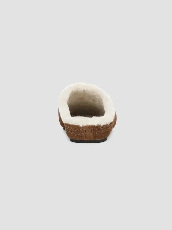 Veronica Beard Narcisa Shearling-lined Suede Mules - Chestnut