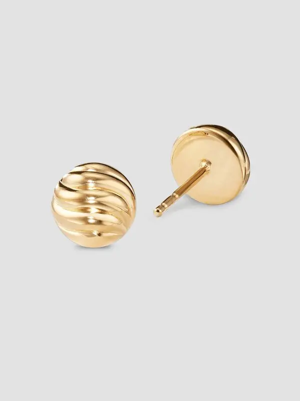 David Yurman Sculpted Cable Stud Earrings In 18k Yellow 8mm