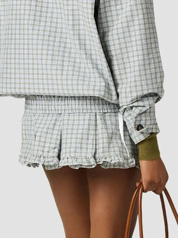 Miu Miu Pleated Check Mini Skirt