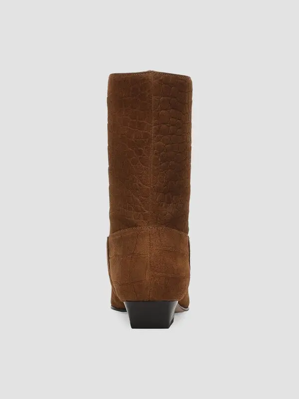 FAVORITE DAUGHTER Addison Snake-embossed Suede Ankle Boots