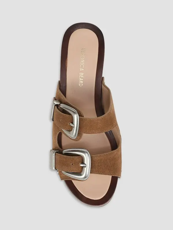 Veronica Beard Halifax 90mm Studded Suede Buckle Platform Sandals