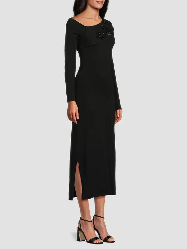 KAY UNGER Asymmetric Beaded Midi-dress