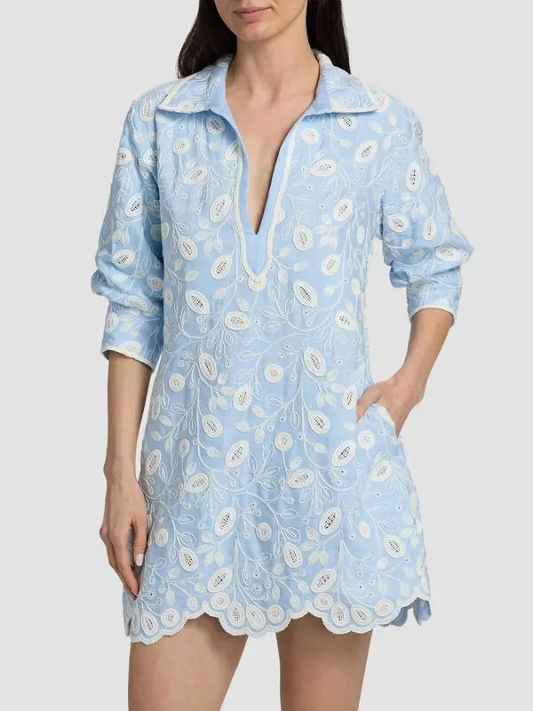 Simkhai Freya Embroidered Linen-blend Mini Dress