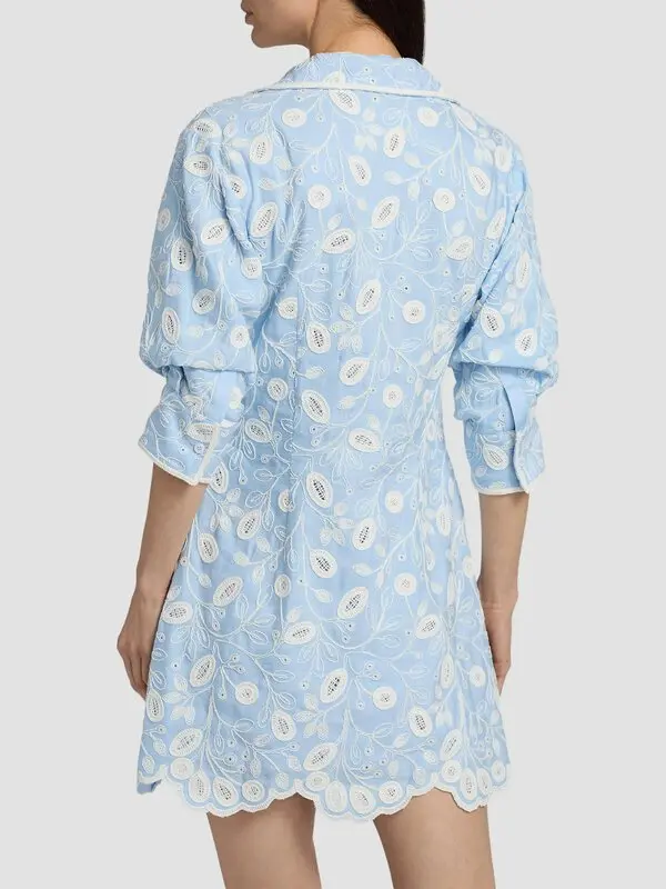 Simkhai Freya Embroidered Linen-blend Mini Dress
