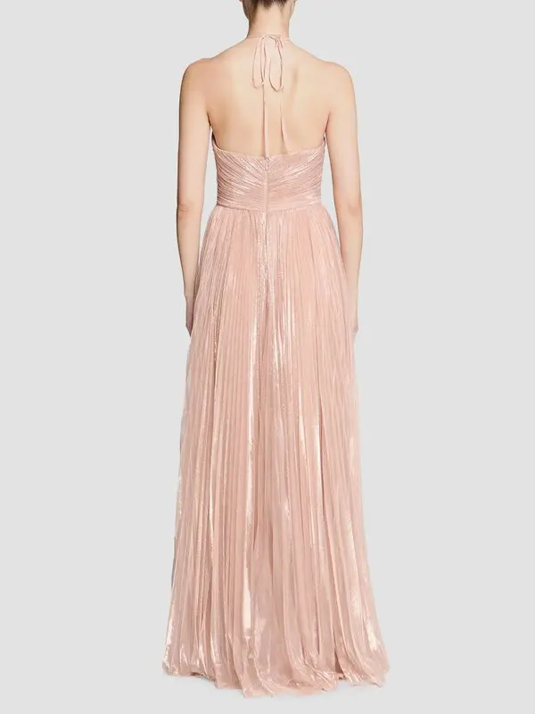 Halston Marisol Plissé Lurex Halterneck Gown