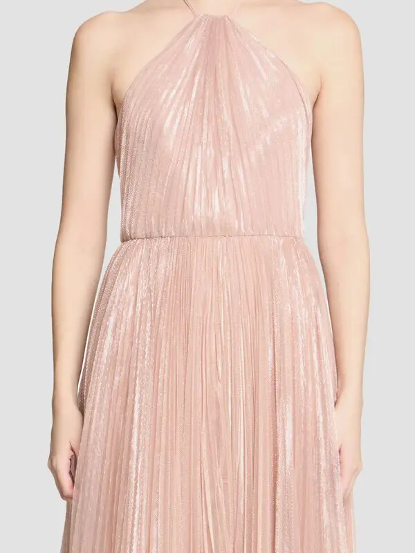 Halston Marisol Plissé Lurex Halterneck Gown