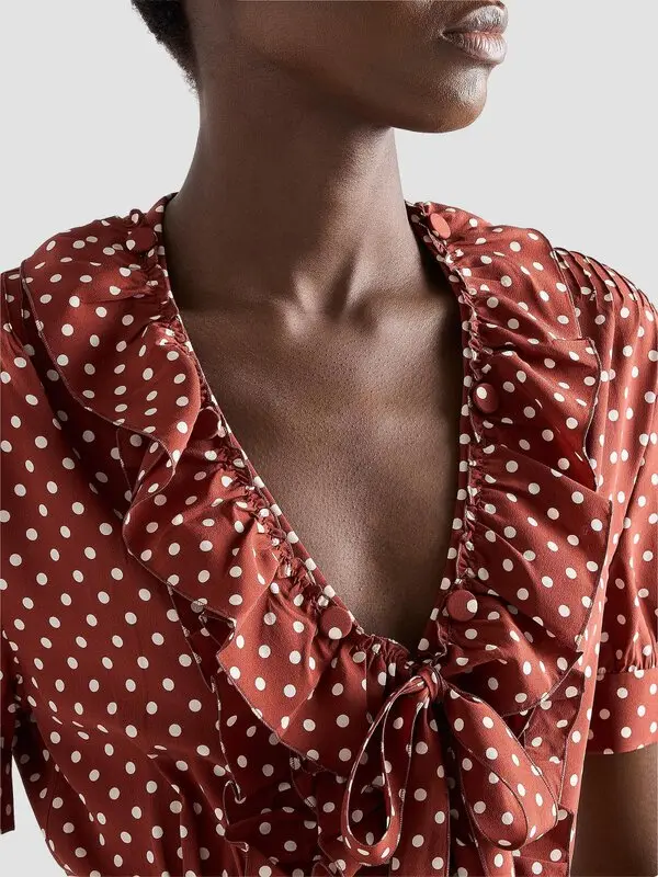 Prada Polka-dot Print Marocain Dress
