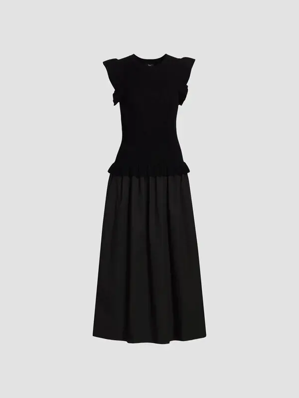 Rails Deirdre Ruffled Mixed-media Midi-dress