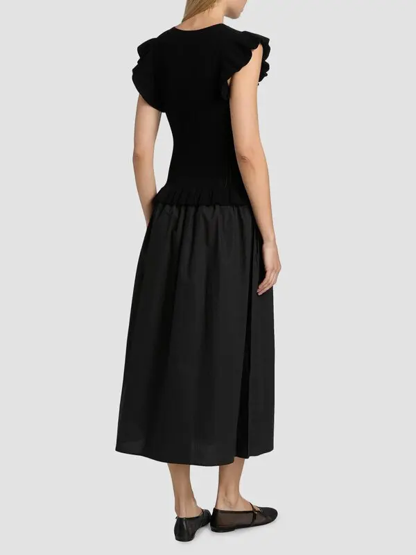 Rails Deirdre Ruffled Mixed-media Midi-dress