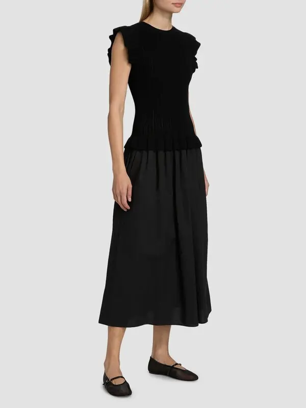 Rails Deirdre Ruffled Mixed-media Midi-dress