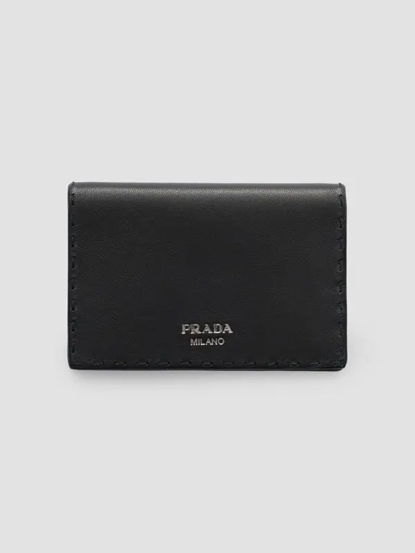 Prada Antiqued Leather Card Holder - Black