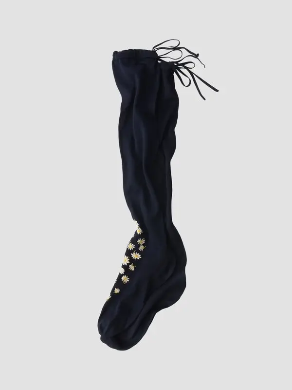 Prada Embroidered Over The Knee Cotton Socks
