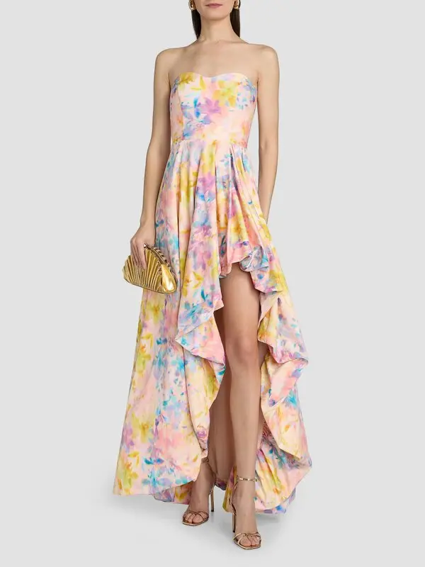AS IT MAY Ava Floral Faille High-low Gown