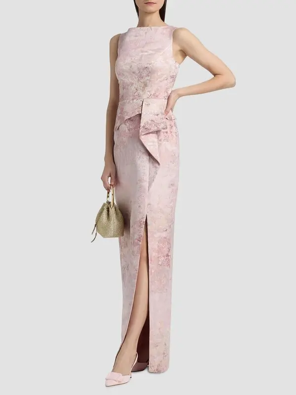 KAY UNGER Luciana Metallic Monet Jacquard Column Gown