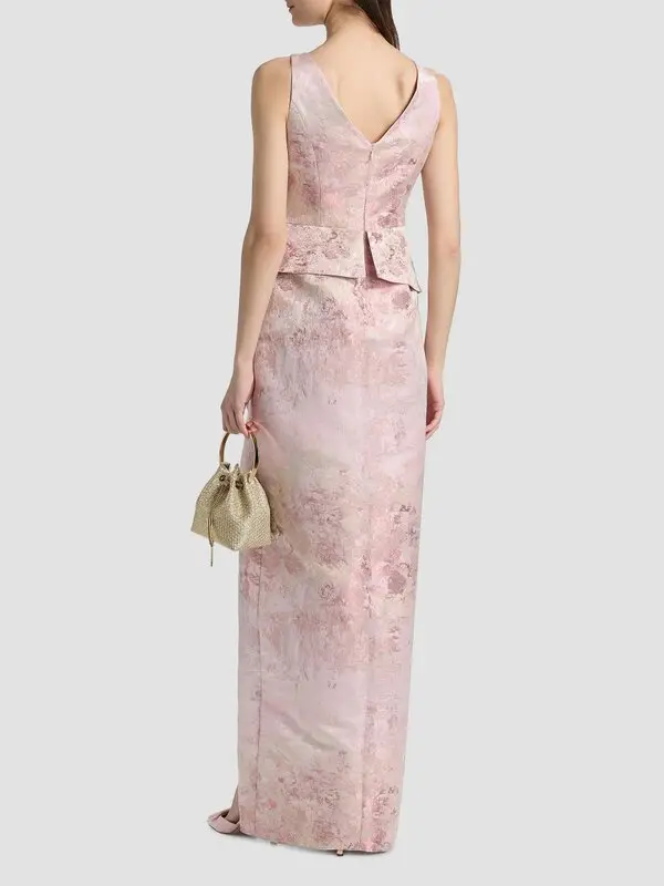 KAY UNGER Luciana Metallic Monet Jacquard Column Gown