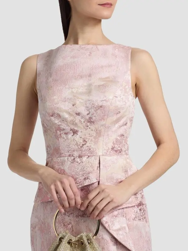 KAY UNGER Luciana Metallic Monet Jacquard Column Gown