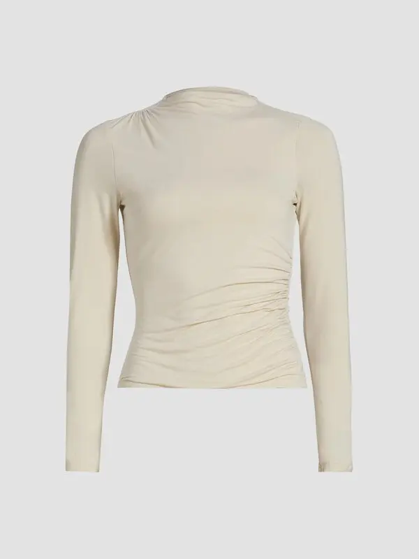 Rails Joelle Fitted Ruched Long-sleeve Top - Ivory