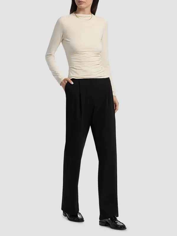 Rails Joelle Fitted Ruched Long-sleeve Top - Ivory