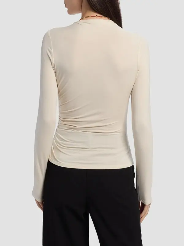 Rails Joelle Fitted Ruched Long-sleeve Top - Ivory