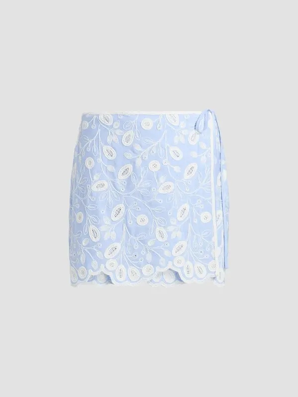 Simkhai Delaney Embroidered Linen-blend Mini Skirt - Tidepool Multi